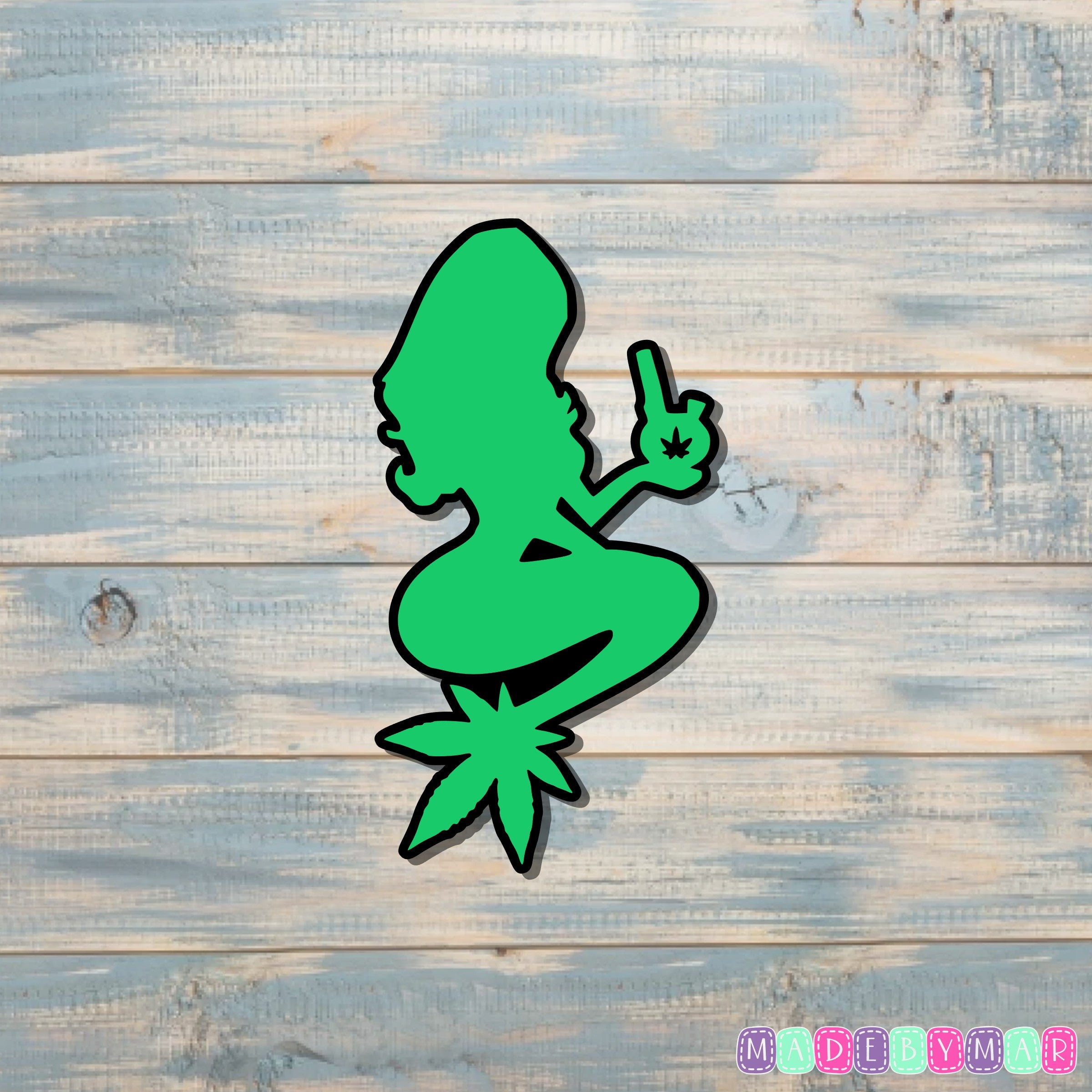 Mermaid Smoking Marijuana Sticker, Green |Sticker or Magnet – Handmade ...